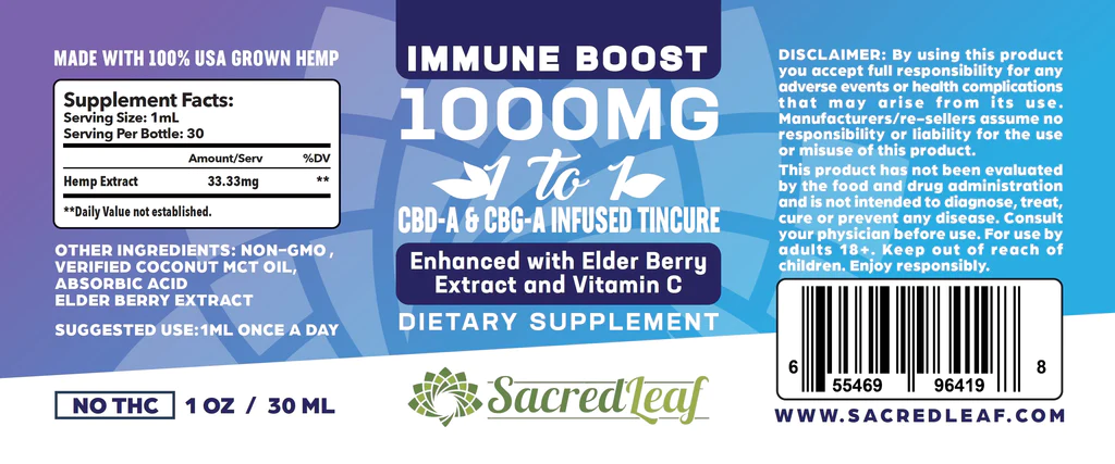 IMMUNITY BOOSTER TINCTURE - CBDA CBGA - Sacred Leaf Austin CBD